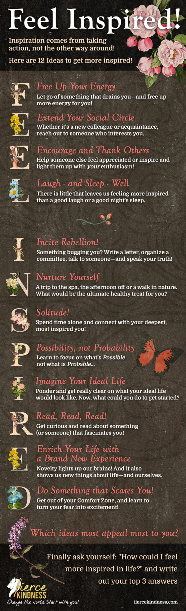 12 Ways to Feel More Inspired (Infographic) | Fierce Kindness Blog