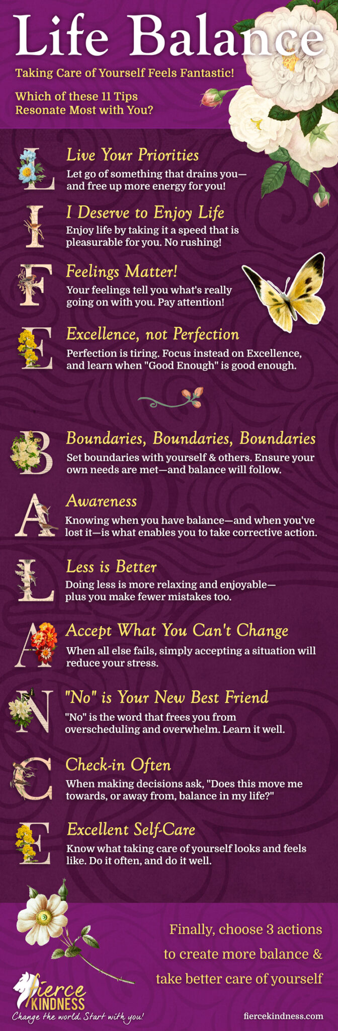 11 Ways to Find More Life Balance (Infographic) | Fierce Kindness Blog
